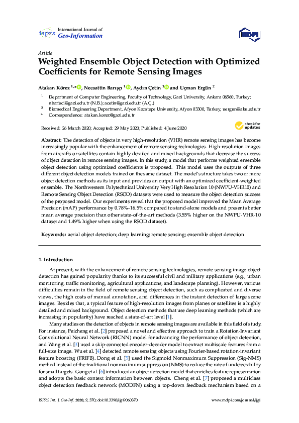 (PDF) Optimized Weighted Ensemble Object Detection for VHR Remote Sensing