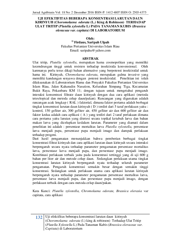 (PDF) Uji Efektivitas Daun Maja (Aegle marmelos) Sebagai Bioinsektisida ...