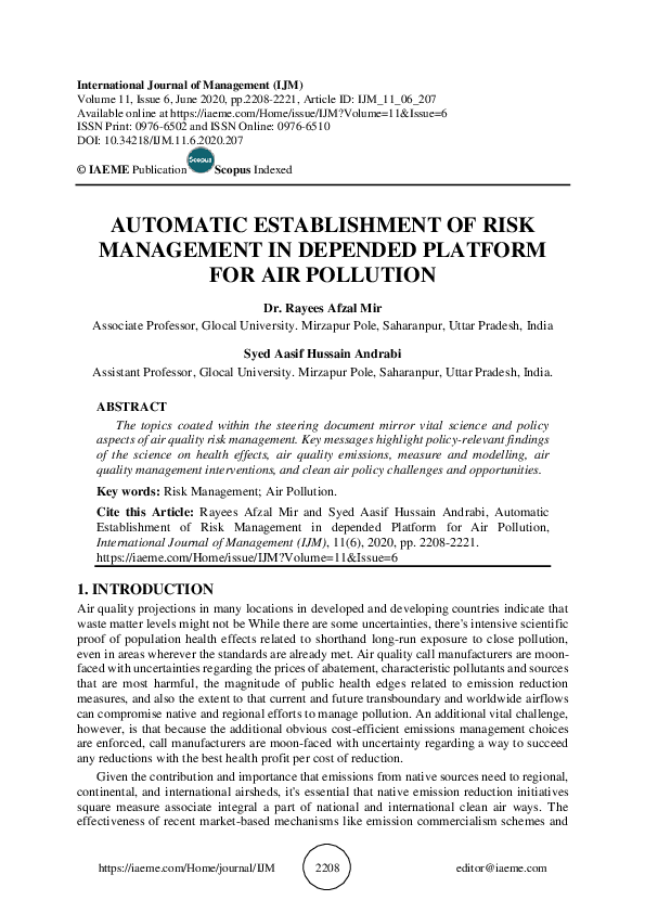 (PDF) AUTOMATIC ESTABLISHMENT OF RISK MANAGEMENT IN DEPENDED PLATFORM ...