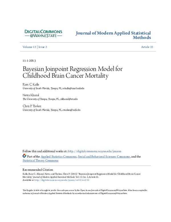 (PDF) Bayesian Joinpoint Regression Model for Childhood Brain Cancer ...