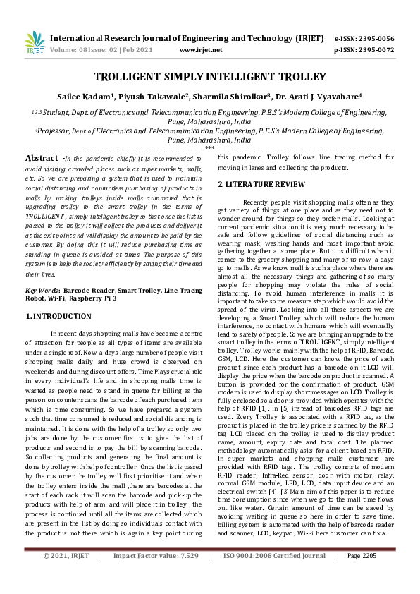 (PDF) IRJET- TROLLIGENT SIMPLY INTELLIGENT TROLLEY