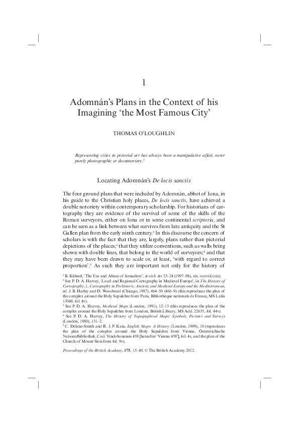 (PDF) Adomnán's Plans in the Context of his Imagining 'the Most Famous ...