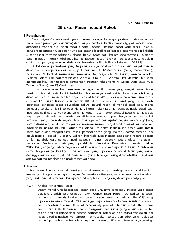 (DOC) Struktur Pasar Industri Rokok