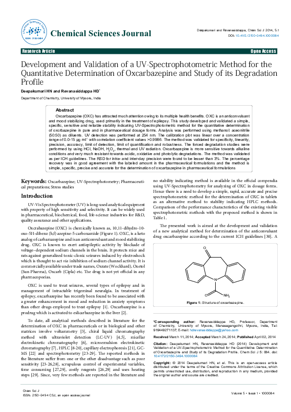 Pdf Development And Validation Of A Uv Spectrophotometric Method For Determination Of