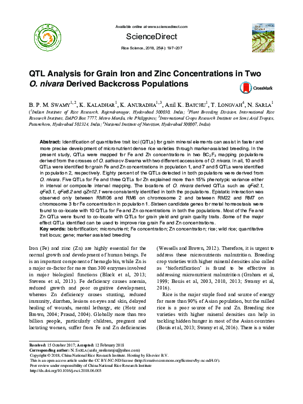 (PDF) QTL Analysis for Grain Iron and Zinc Concentrations in Two O ...
