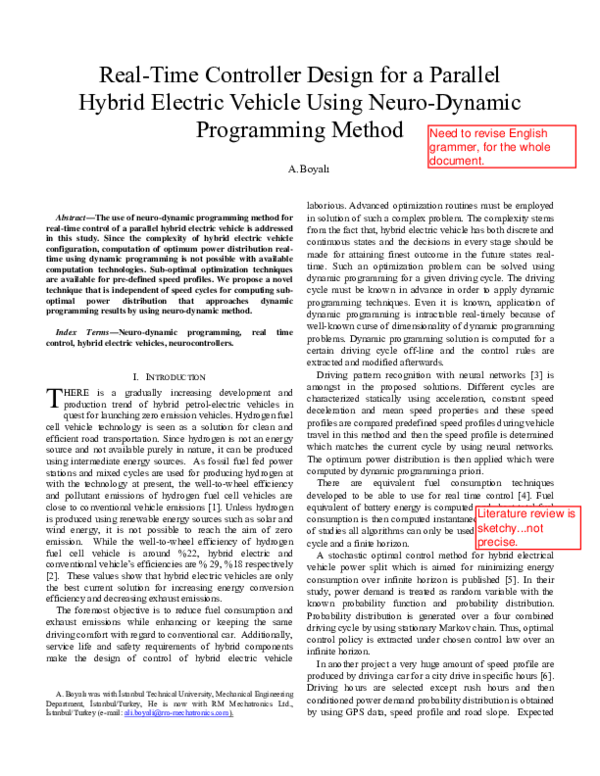 (PDF) Real Time Controller Design for a Parallel Hybrid Electric ...