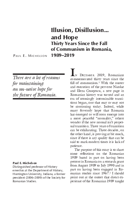 (PDF) "Illusion, Disillusion...and Hope. Thirty Years Since the Fall of ...