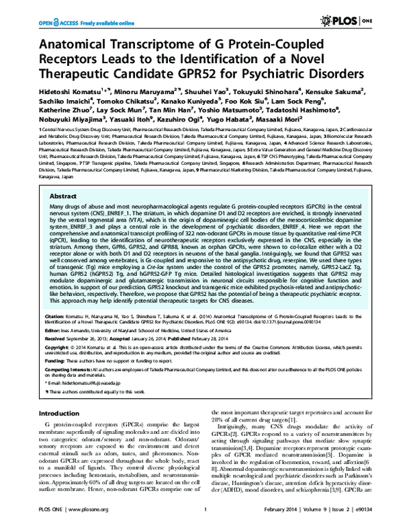 (PDF) Anatomical Transcriptome of G Protein-Coupled Receptors Leads to ...