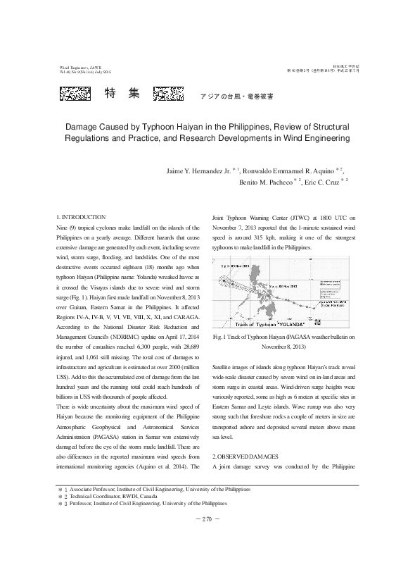 (PDF) Damage Caused by Typhoon Haiyan in the Philippines, Review of ...