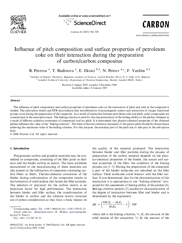 (PDF) Influence of pitch composition and surface properties of ...