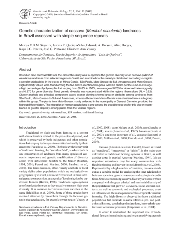 (PDF) Genetic characterization of cassava ( Manihot esculenta ...