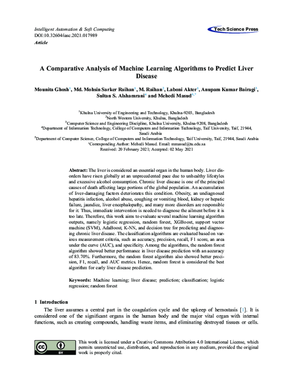 (PDF) A Comparative Analysis of Machine Learning Algorithms to Predict ...