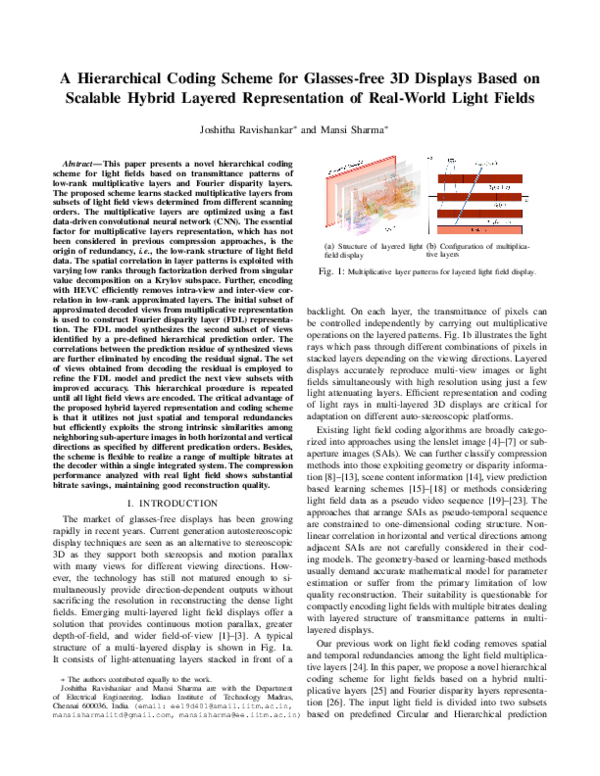 (PDF) A Hierarchical Coding Scheme for Glasses-free 3D Displays Based on Scalable Hybrid Layered ...