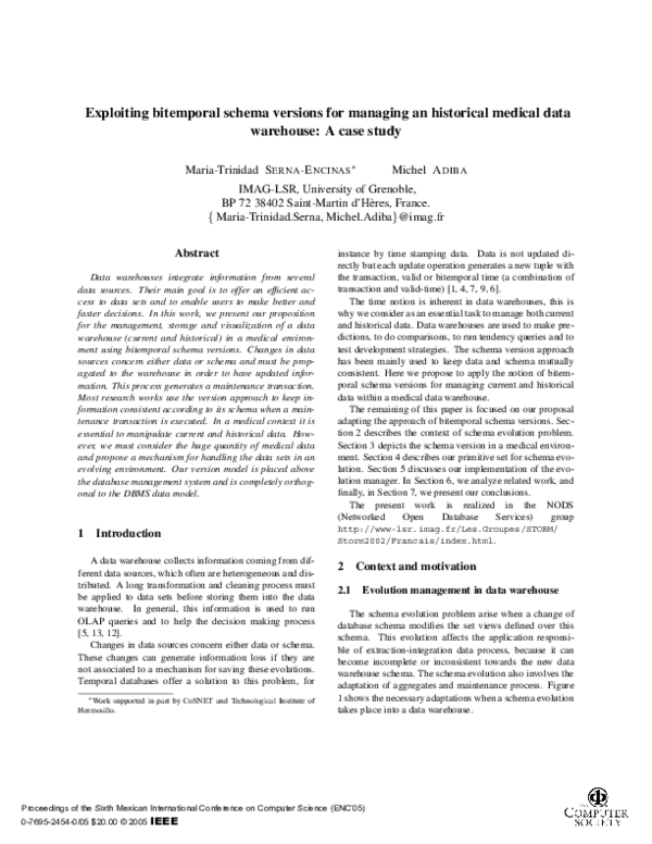 (PDF) Exploiting bitemporal schema versions for managing an historical ...