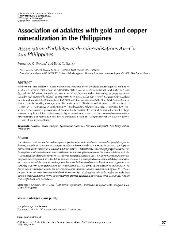 (PDF) Association of adakites with gold and copper mineralization in ...