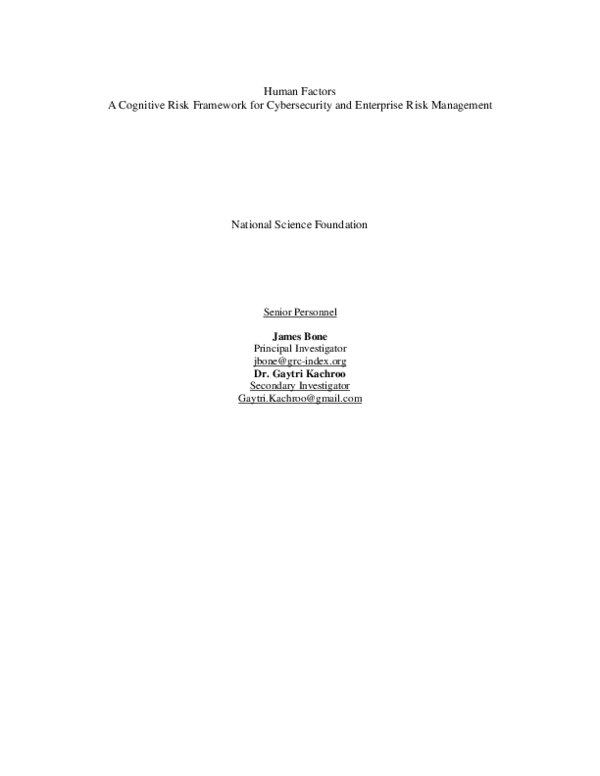(PDF) Research Proposal to NSF