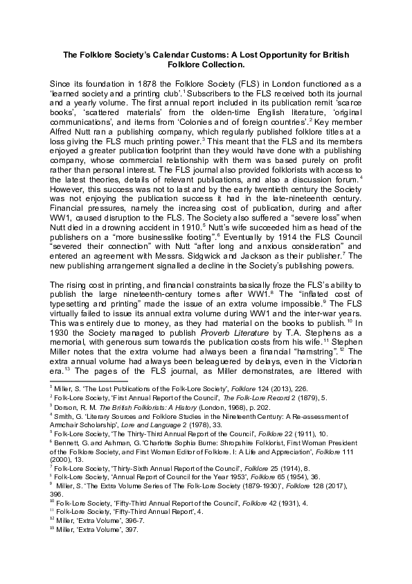 (DOC) The Folklore Society's Calendar Customs: A Lost Opportunity for ...