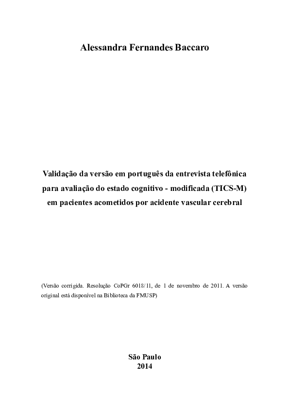 (PDF) Validação da versão em português da entrevista telefônica para ...