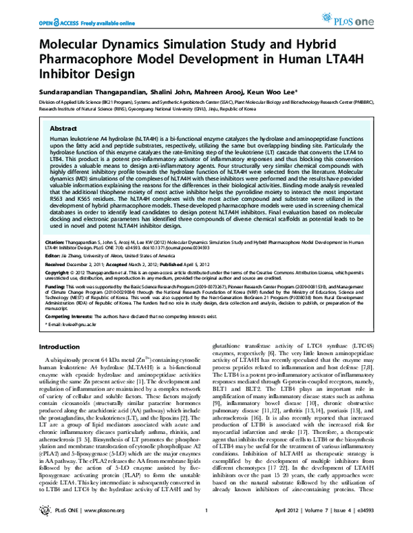 (PDF) Molecular Dynamics Simulation Study and Hybrid Pharmacophore ...