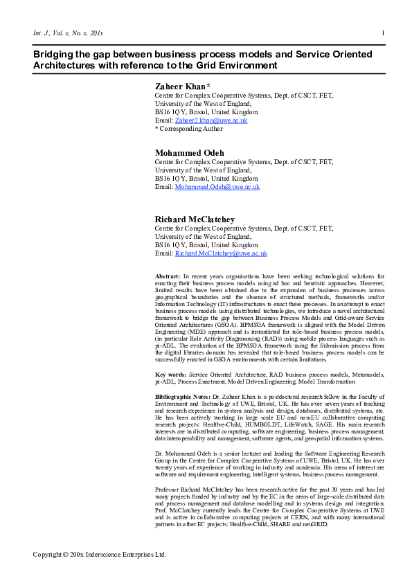 (PDF) Bridging the gap between business process models and service-oriented architectures with ...