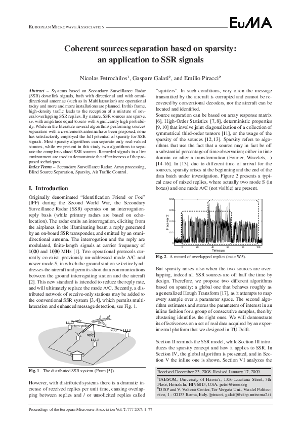 (PDF) Coherent sources separation based on sparsity: an application to SSR signals | nicolas ...