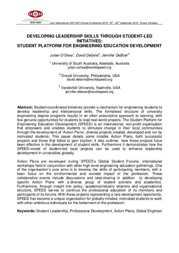 (PDF) Developing leadership skills through student-led initiatives ...