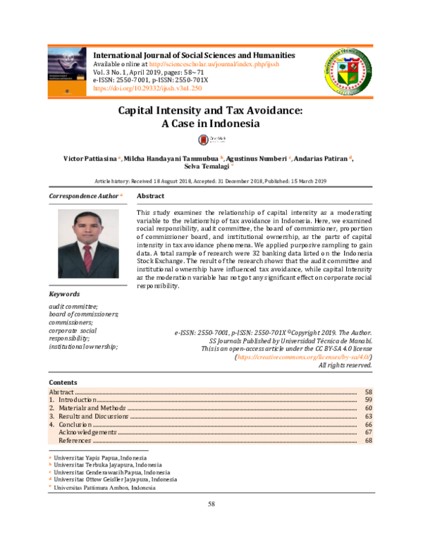 (PDF) Capital Intensity and tax avoidance