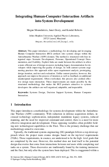 (PDF) Integrating Human-Computer Interaction Artifacts into System Development