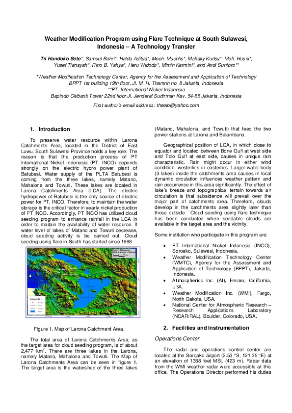 (PDF) Weather Modification Program using Flare Technique at South ...