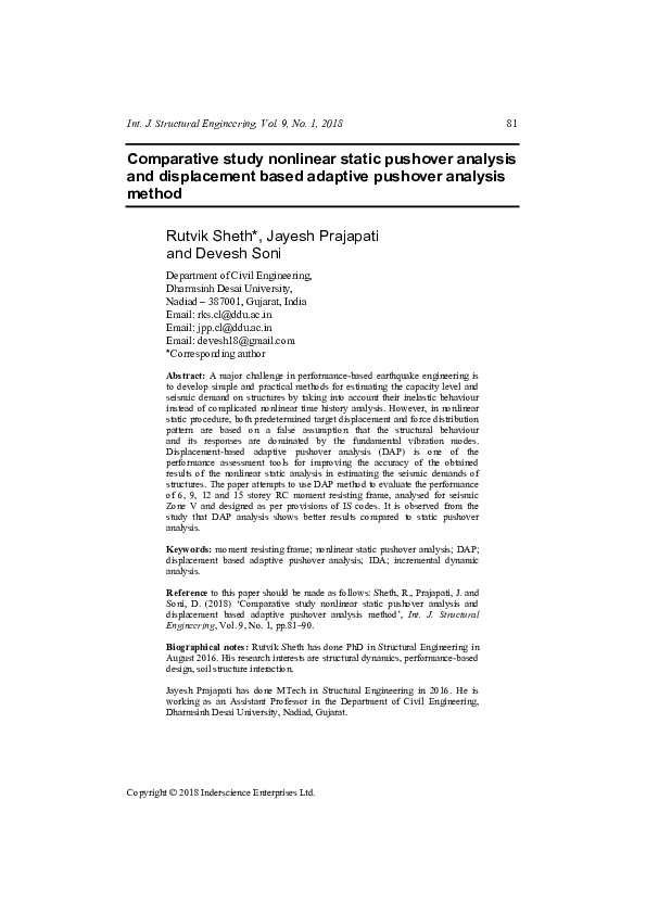 (PDF) Comparative study nonlinear static pushover analysis and displacement based adaptive ...