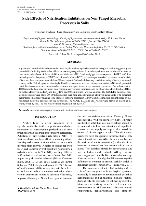 (PDF) Side Effects of Nitrification Inhibitors on Non Target Microbial ...