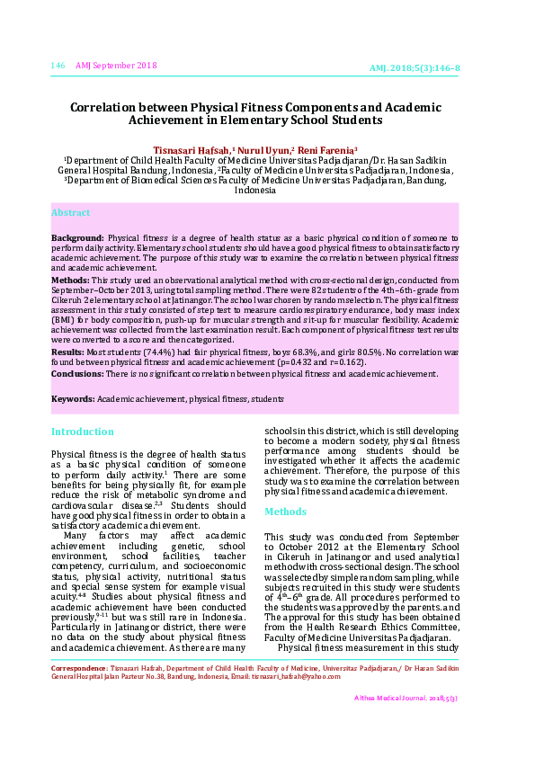 (PDF) Correlation between Physical Fitness Components and Academic ...
