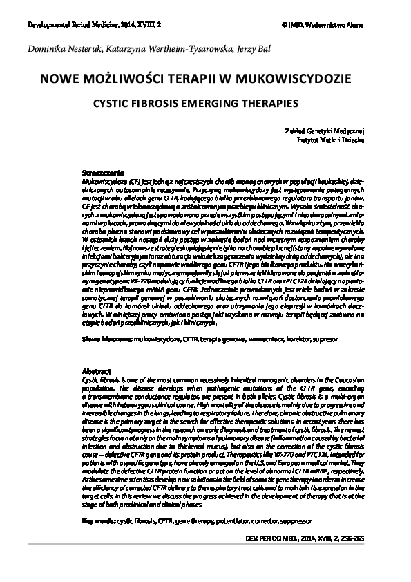 (PDF) [Cystic fibrosis emerging therapies.]