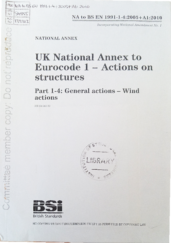 (PDF) UK National Annex to Eurocode 1 -Actions on structures Part 1-4: General actions -Wind actions