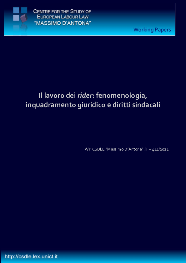 (PDF) Il lavoro dei rider: fenomenologia, inquadramento giuridico e ...
