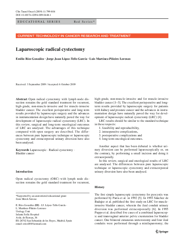 (PDF) Laparoscopic radical cystectomy