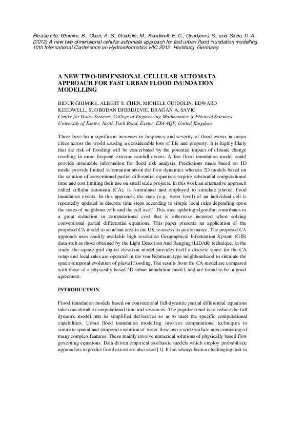 (PDF) A New Two-Dimensional Cellular Automata Approach for Fast Urban ...