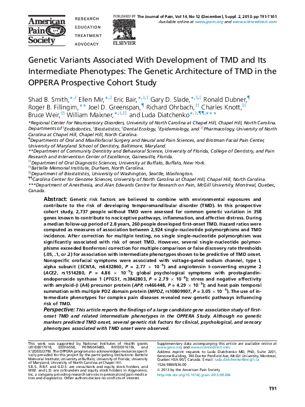 (PDF) Genetic Variants Associated With Development of TMD and Its ...
