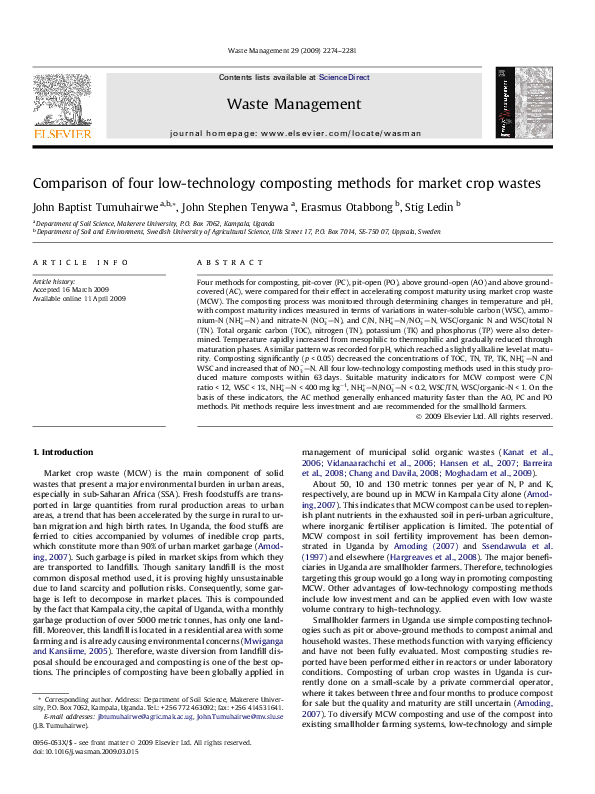 (PDF) Comparison of four low-technology composting methods for market ...
