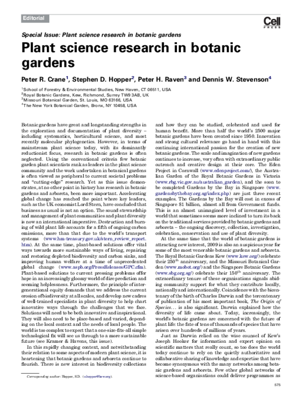 (PDF) Plant science research in botanic gardens