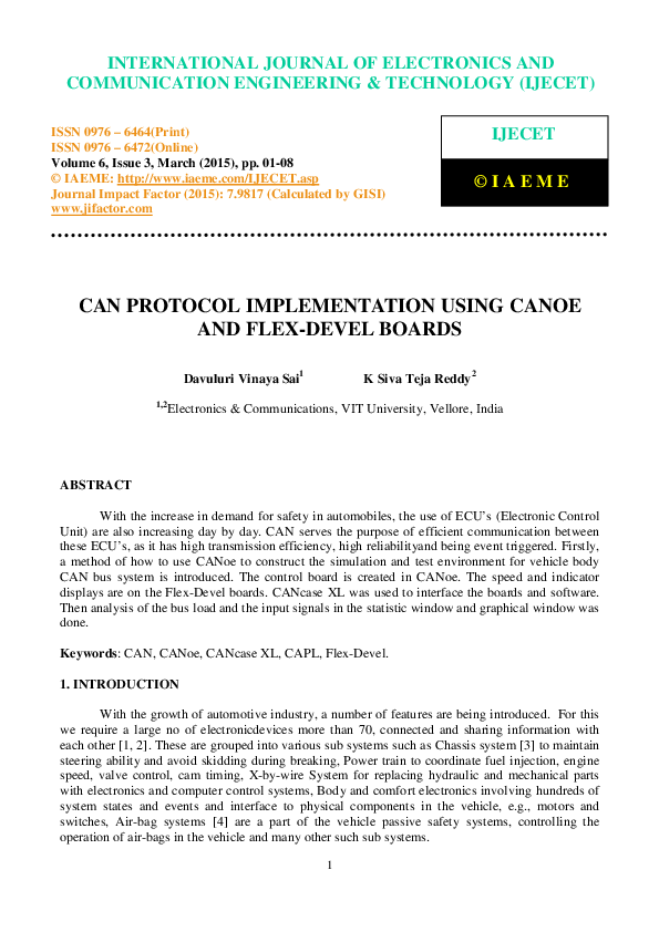 (PDF) CAN PROTOCOL IMPLEMENTATION USING CANOE AND FLEX-DEVEL BOARDS