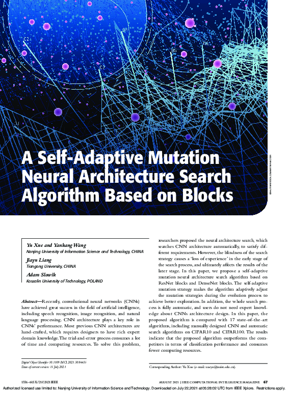 Pdf A Self Adaptive Mutation Neural Architecture Search Algorithm Based On Blocks