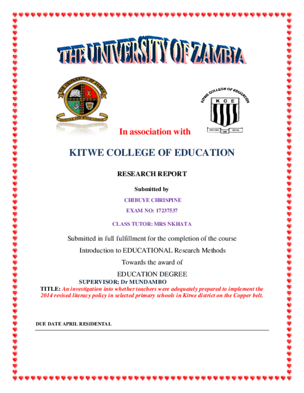 (PDF) KITWE COLLEGE OF EDUCATION