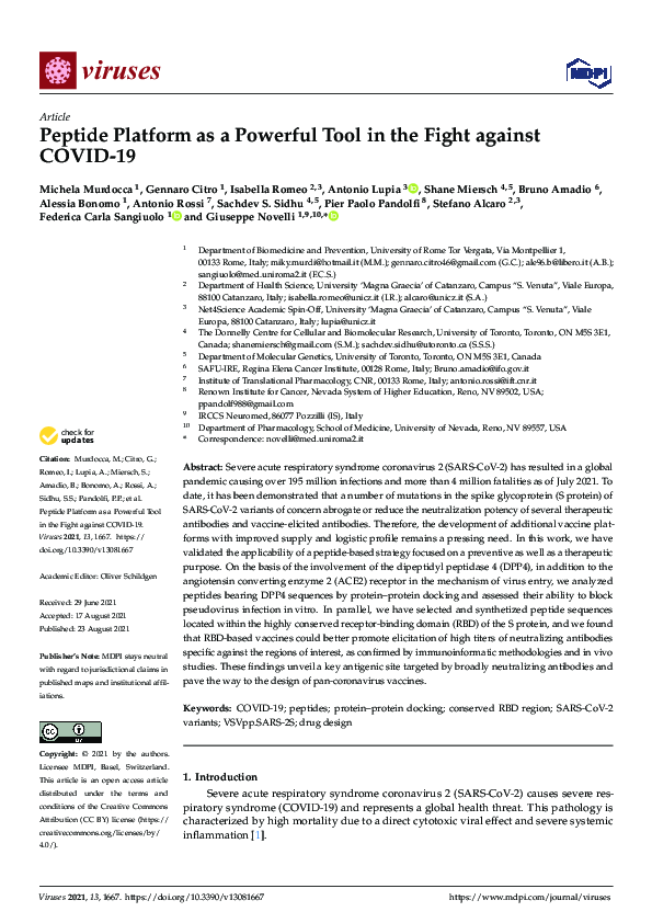 (PDF) Peptide Platform as a Powerful Tool in the Fight against COVID-19