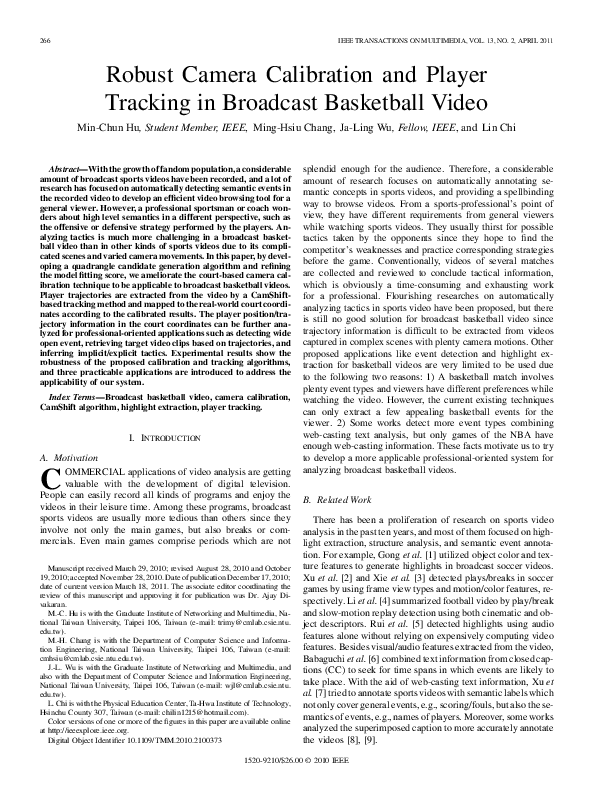 (PDF) Robust Camera Calibration and Player Tracking in Broadcast ...