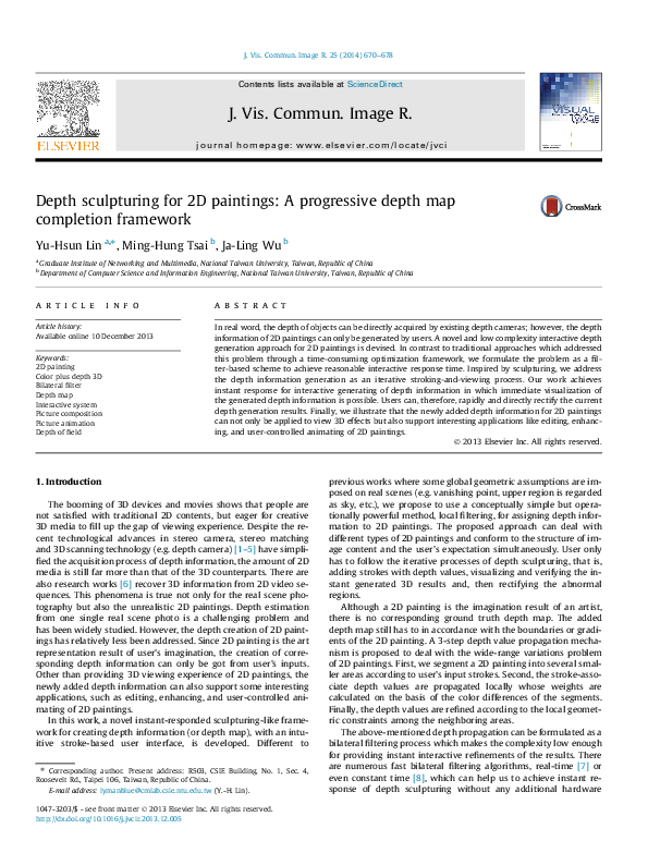 (PDF) Depth sculpturing for 2D paintings: A progressive depth map completion framework