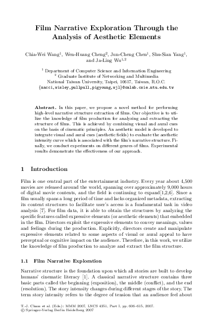 (PDF) Film Narrative Exploration Through the Analysis of Aesthetic Elements