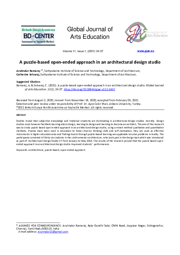 (PDF) A puzzle-based open-ended approach in an architectural design studio