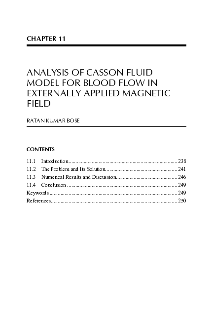 (PDF) Analysis of Casson Fluid Model for Blood flow in externally ...