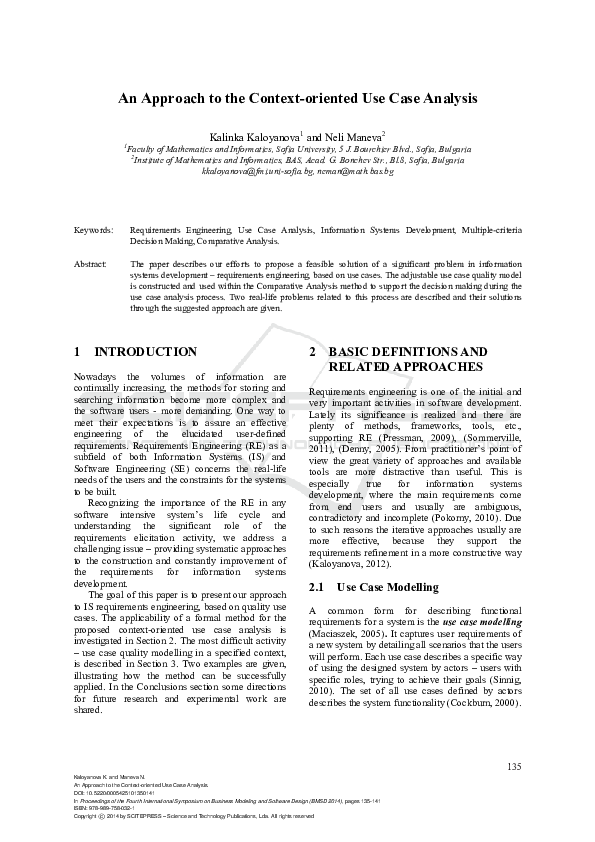 (PDF) An Approach to the Context-oriented Use Case Analysis